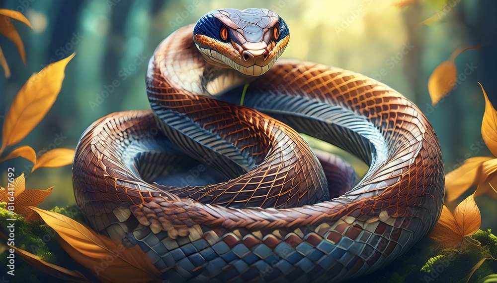 Make a coiled jergon snake (botrhus pictus) in the shape of an s with a ...