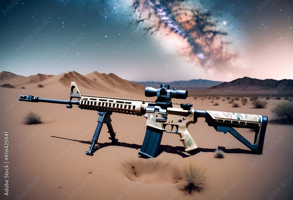 M416 assault rifle with a desert camouflage coating Stock Illustration ...
