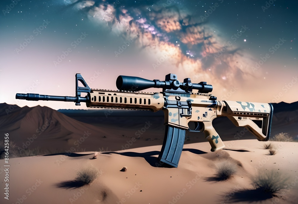 M416 assault rifle with a desert camouflage coating Stock Illustration ...