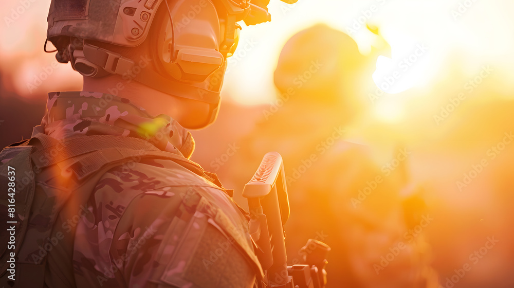 Military Commandos Special Operations Sunset Background : Generative AI ...