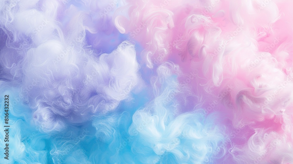 a colorful array of fluffy white, pink, and blue fluffy clouds arranged ...