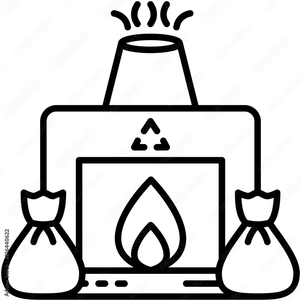 Incinerator Icon. Combustor Waste To Energy Pictogram Graphic ...
