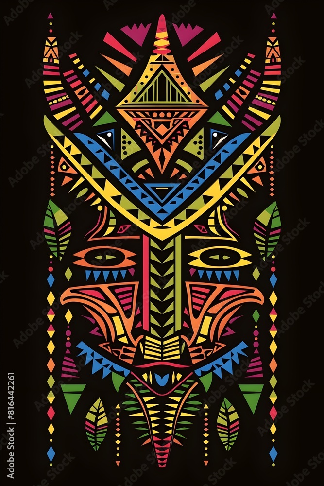 Vibrant Polynesian Inspired Tribal Tattoo Design with Intricate ...