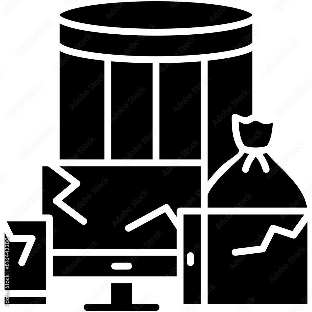 E Waste Icon. Electronic Junk Disposal Pictogram Graphic Illustration ...
