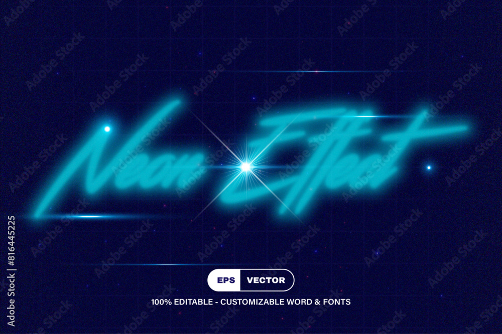 80's Editable Vector Retro neon text effect design, Travel Back to the ...