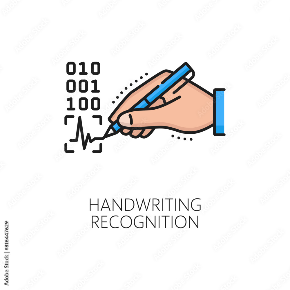 Handwriting Recognition Icon Of Biometric Identification Identity