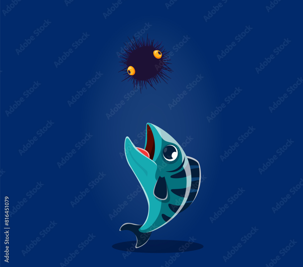 Underwater sea animals in font, undersea type semicolon of fish and ...