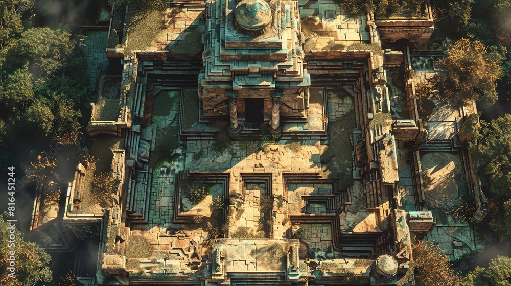 A top view of a digital archaeology site where AI reconstructs ancient ...