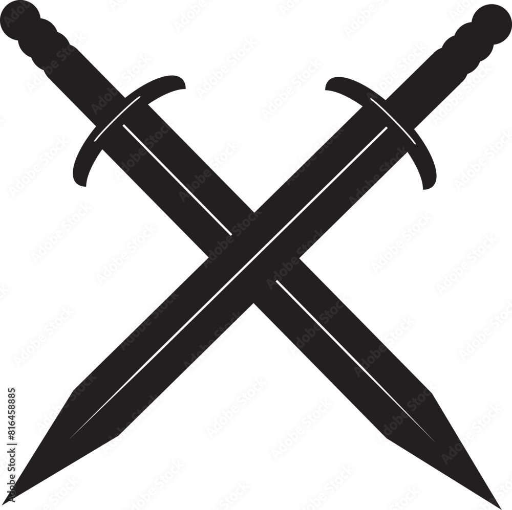 Vector Illustration Geometric Black sword isolated. Silhouette of the ...