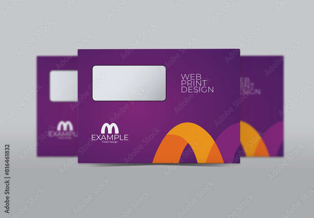 Envelope Layout With Violet Accent Stock Template | Adobe Stock