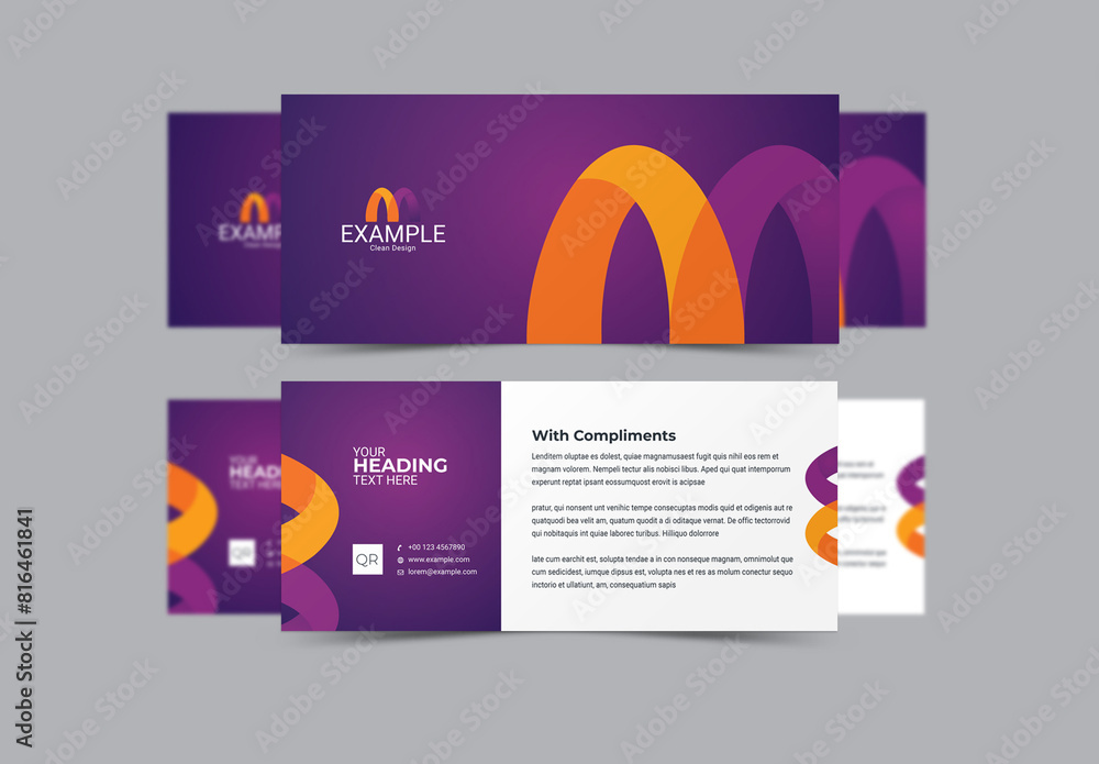 Compliment Card Layout With Violet Accent Stock Template | Adobe Stock