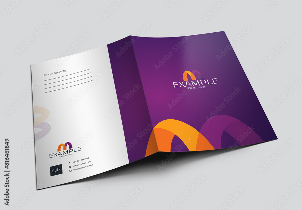 Presentation Folder Layout With Violet Accent Stock Template | Adobe Stock