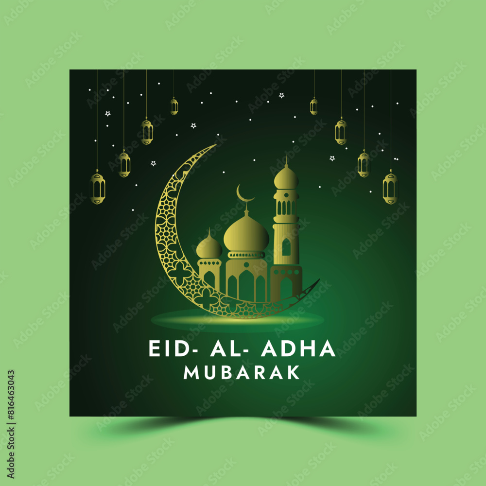 Eid al Adha Mubarak Islamic festival social media banner design ...