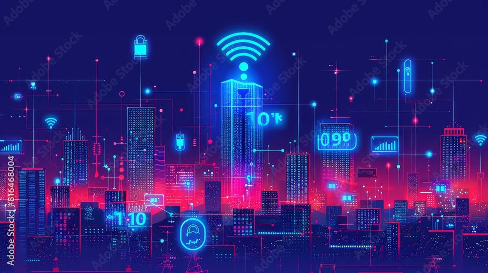 IoT technology concept, smart city concept, futuristic industry image ...