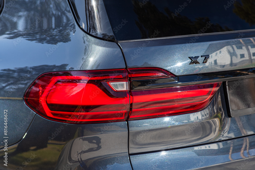 Novosibirsk, Russia - May 15, 2024: BMW X7, Close up detail on one of ...
