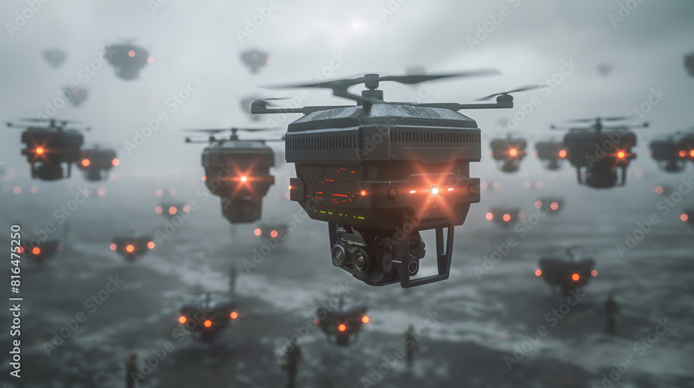 Drones and combat: Soldiers use drones in combat. Drone technology ...