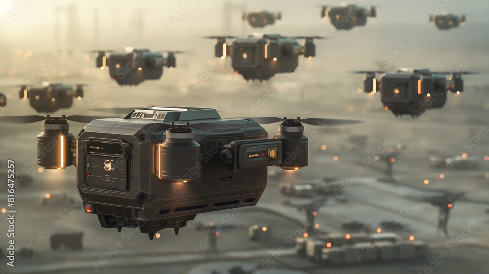 Drones and combat: Soldiers use drones in combat. Drone technology ...