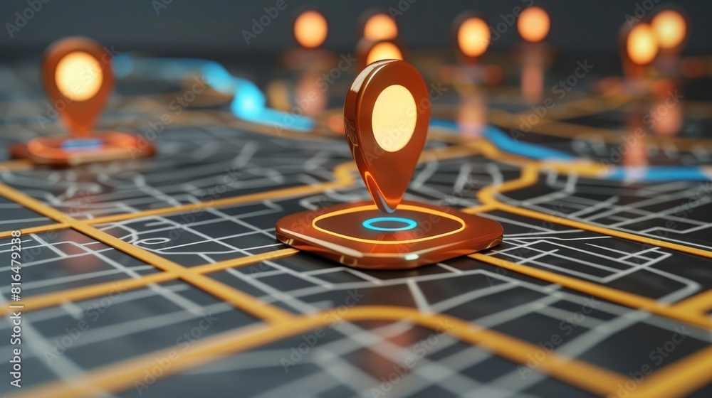 Geolocation Tracking Illustration of a map with digital footprints ...