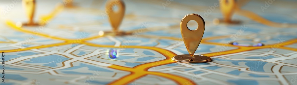 Geolocation Tracking Illustration of a map with digital footprints ...