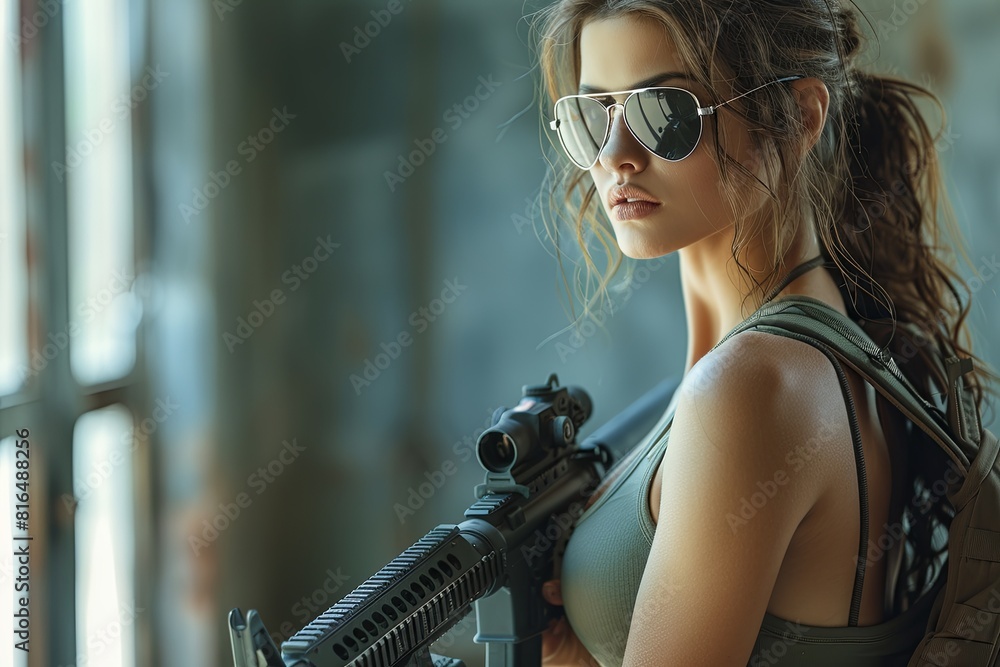 Foto de Astonishing Curvy Woman in Green Tank Top and Aviator ...