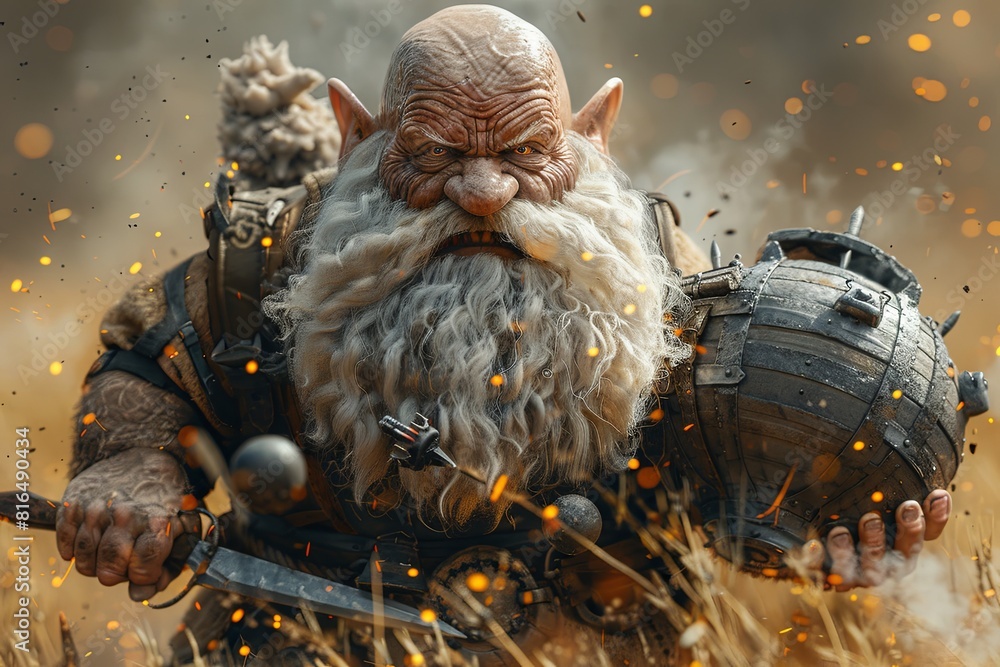 Bald Gnome with Big White Beard: Angry Hyper Realistic 4K Detailed ...