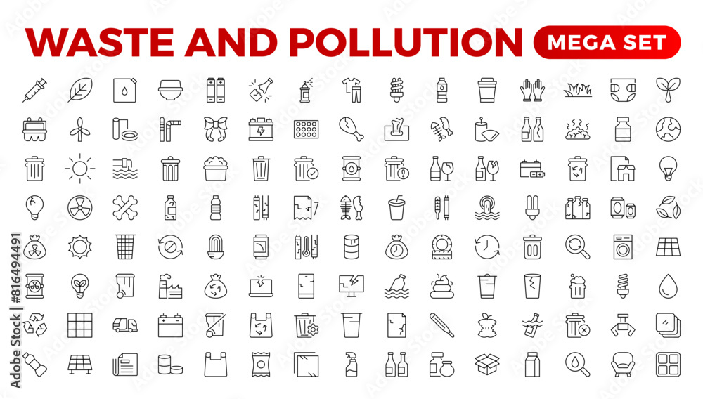Climate change icon set. Containing global warming, greenhouse, melting ...