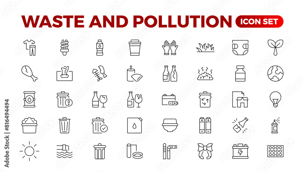 Climate change icon set. Containing global warming, greenhouse, melting ...