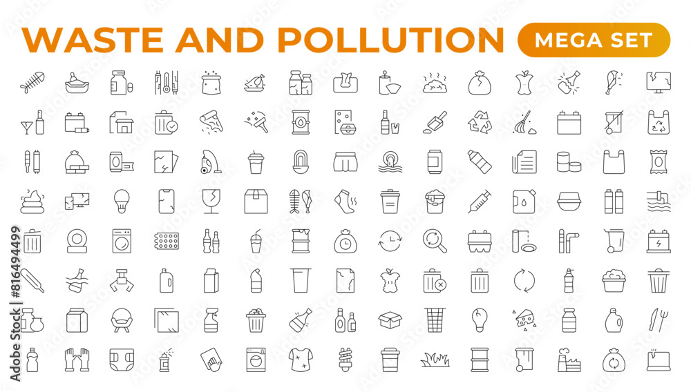 Climate change icon set. Containing global warming, greenhouse, melting ...