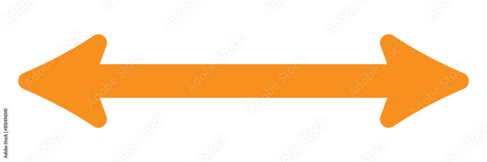 Dual sided orange arrow. Horizontal dual sided long straight arrow ...