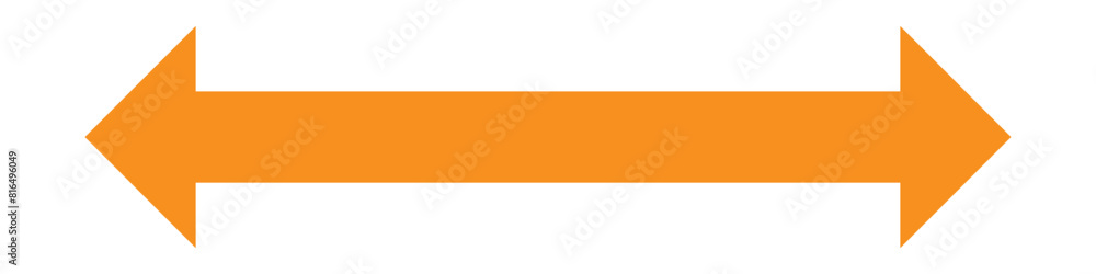 Dual sided orange arrow. Horizontal dual sided long straight arrow ...