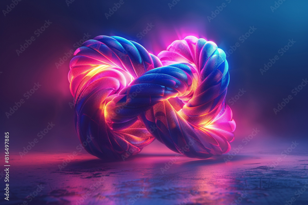 A vibrant, surreal artwork of neoncolored ropes twisted into an ...