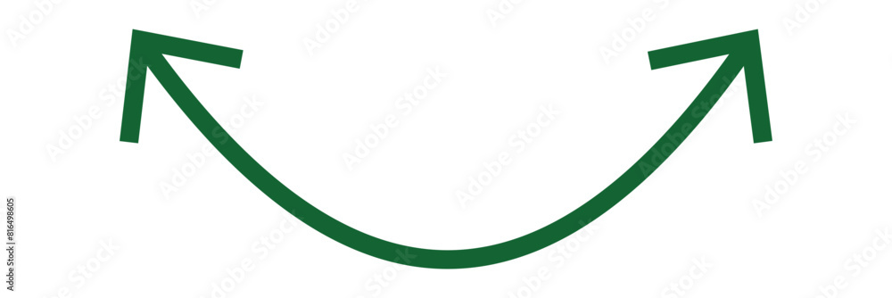 Dual semi circle arrow. Green arrow two headed arrow. Vector ...
