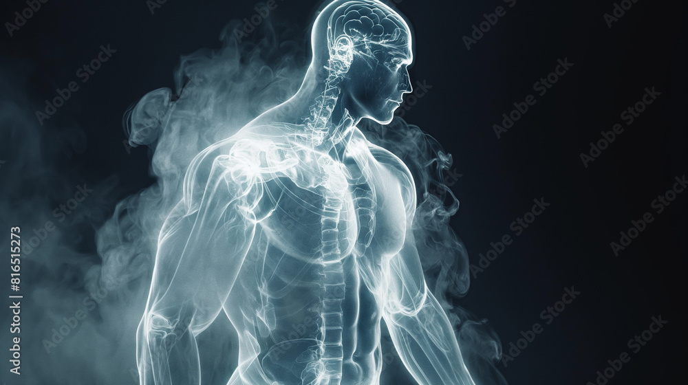 Electrical energy flows through human muscles. ,X-ray image of the ...