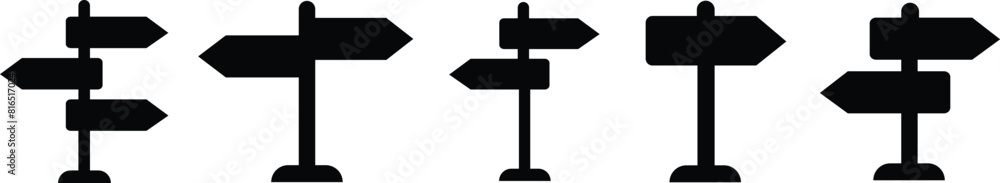 Set of Street signpost fill vectors. Way finding signs icons, Navigate ...