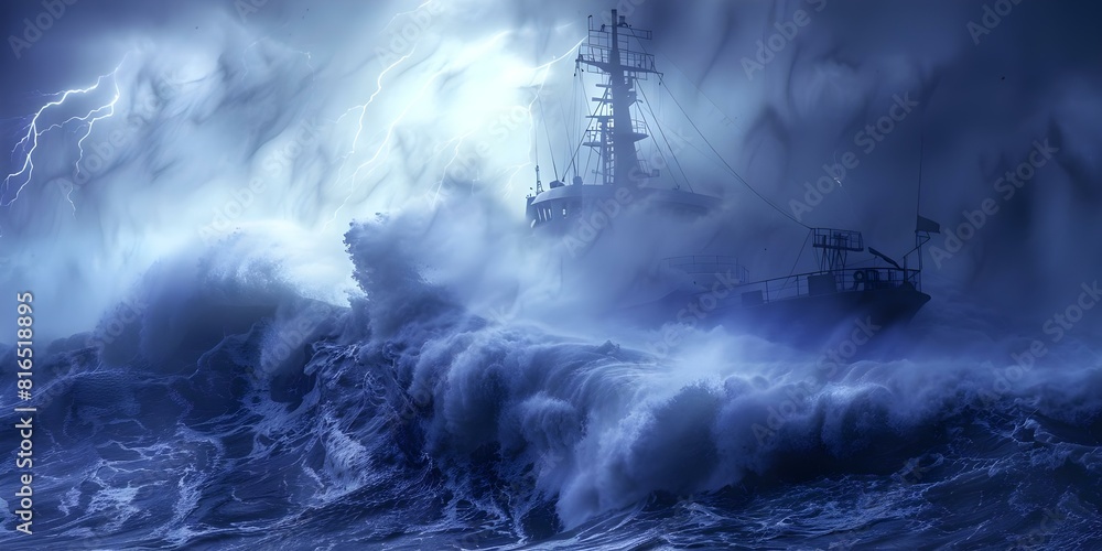 Navigating a Violent Storm: Ship Battles High Waves and Scary ...