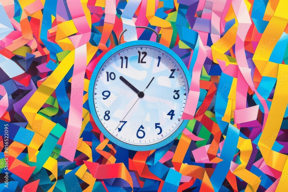 Craft a dynamic side-view illustration showcasing a colorful countdown ...