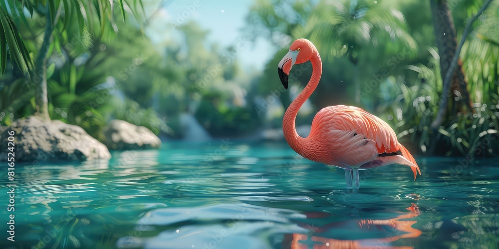 An engaging stock photo showcasing a flamingo in its habitat, with the ...