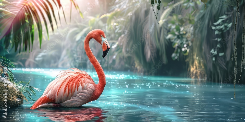 An engaging stock photo showcasing a flamingo in its habitat, with the ...