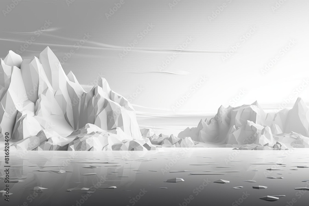 Ice sheet flat design side view arctic climate theme 3D render black ...
