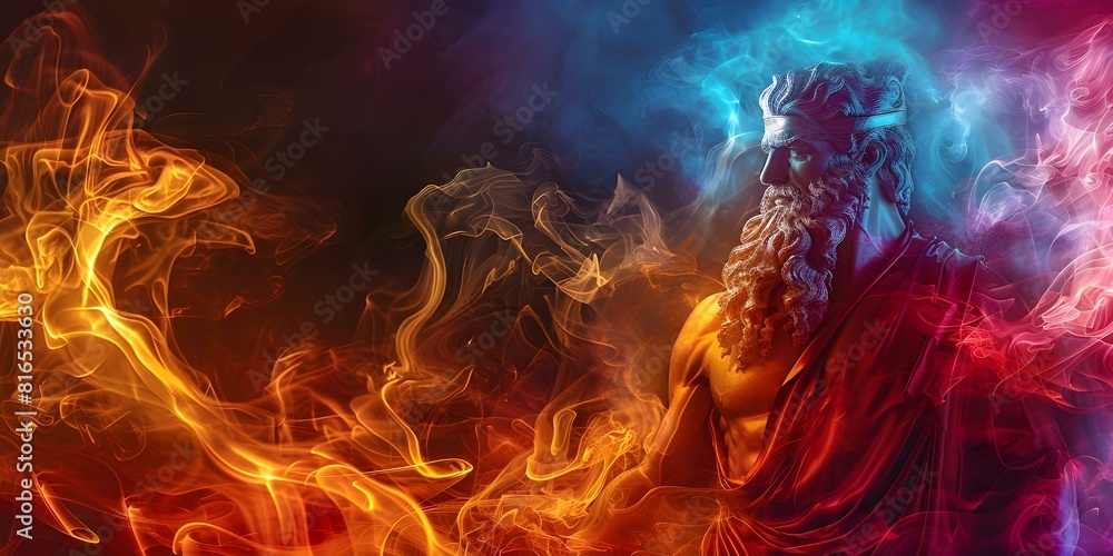 Zeus Greek god of thunder and lightning son of Cronus and Rhea. Concept ...