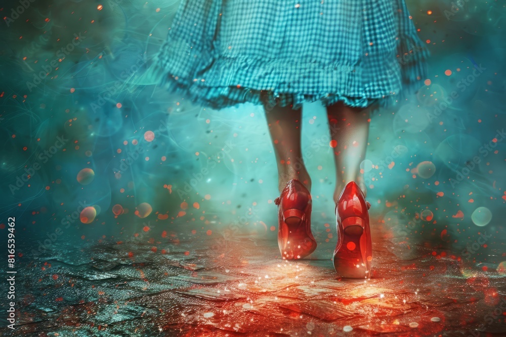 the magical power of Dorothy's ruby slippers as she clicks her heels ...