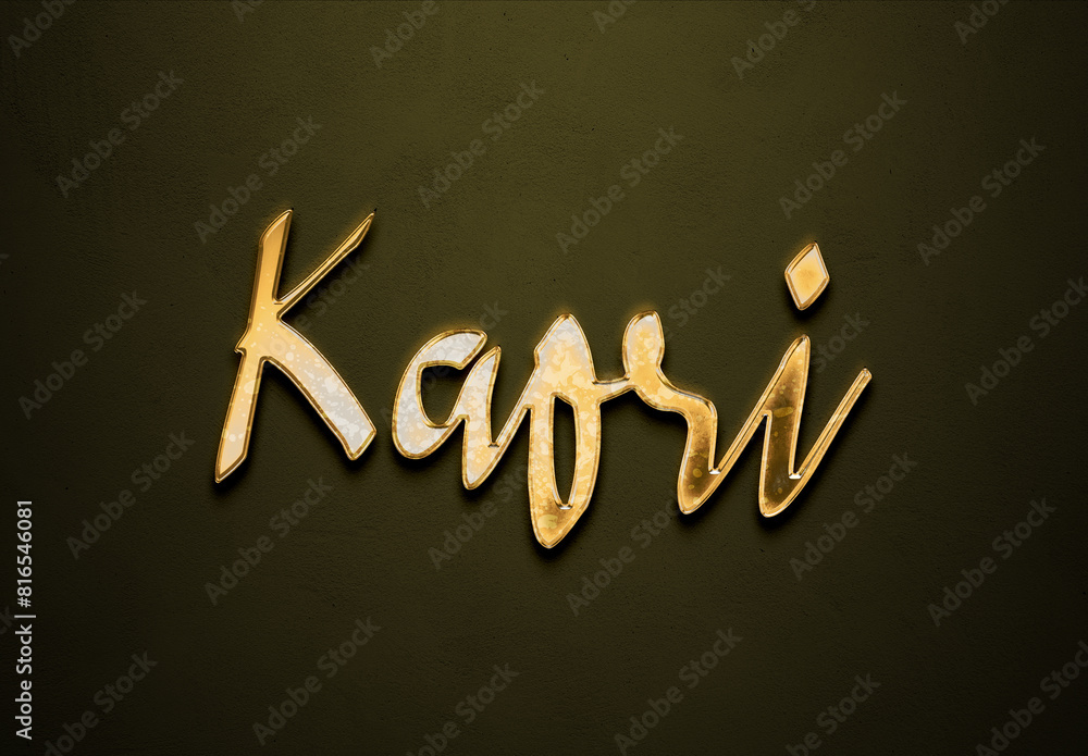 Old gold text effect of Japanese name Kaori with 3D glossy style Mockup ...