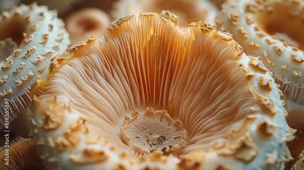 Intricate Mushroom Gills and Textures. Deep dive into the complex world ...