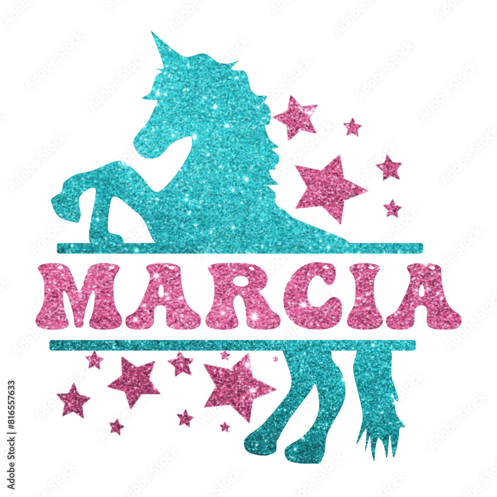 Vetor do Stock: Marcia - pink glitter - name written in a frame with ...