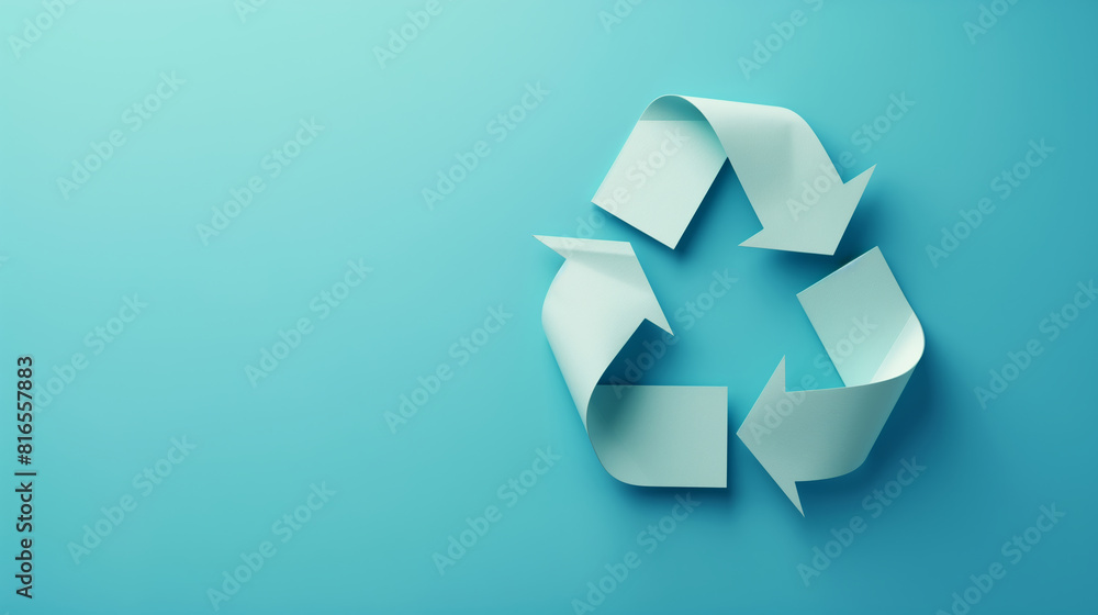 Simple background with blue Recycling symbol, copy space creative ...