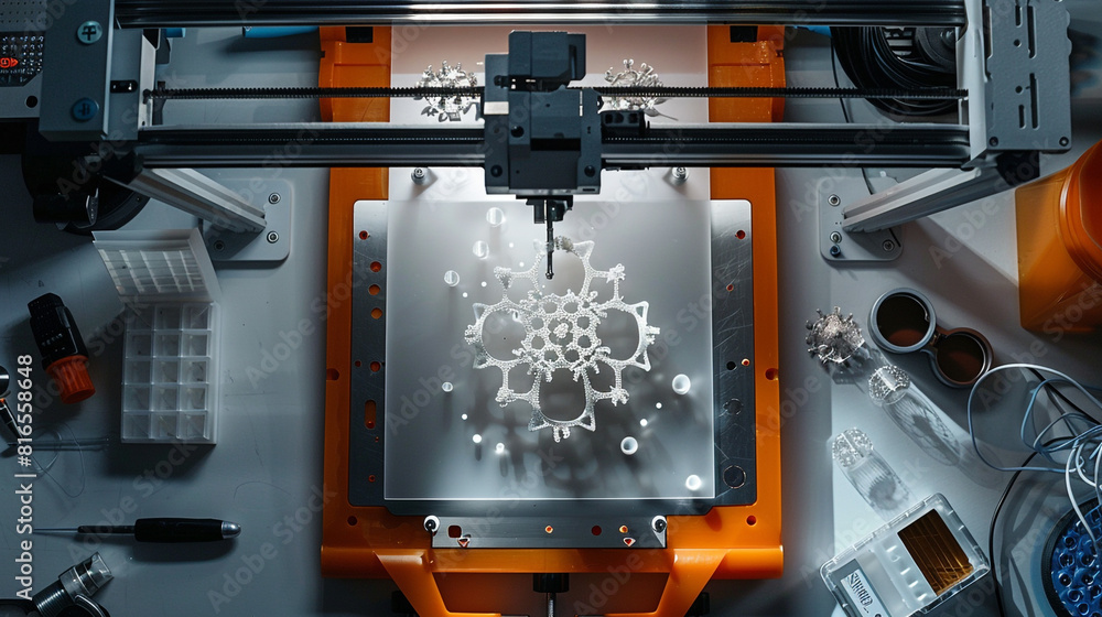 3D printer in action fabricating intricate jewelry designs with resin ...