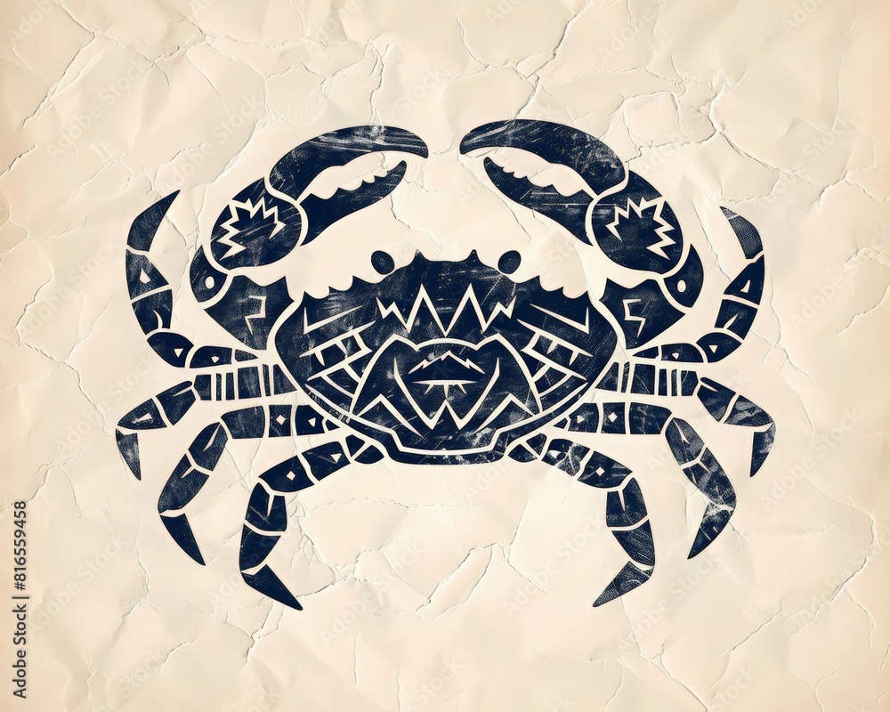Black Crab silhouette with graphic pattern. Marine-themed tattoo design ...