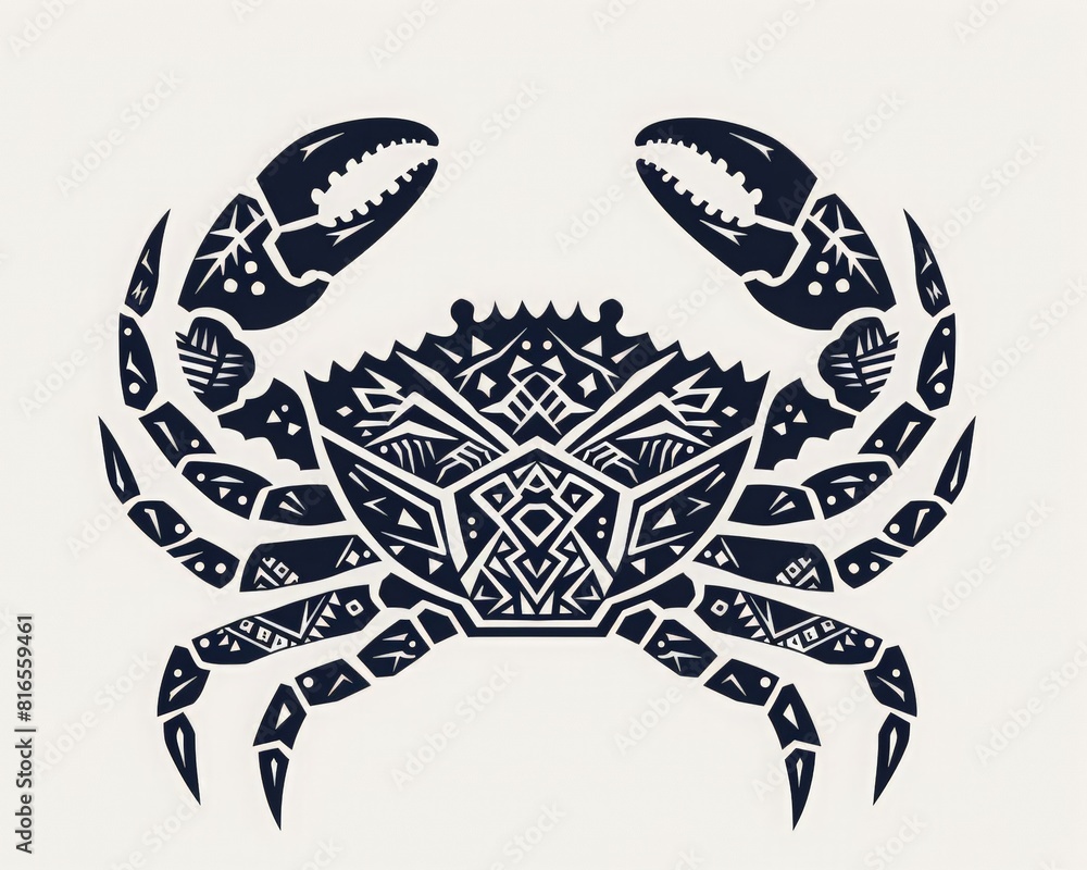 Black Crab silhouette with graphic pattern. Marine-themed tattoo design ...
