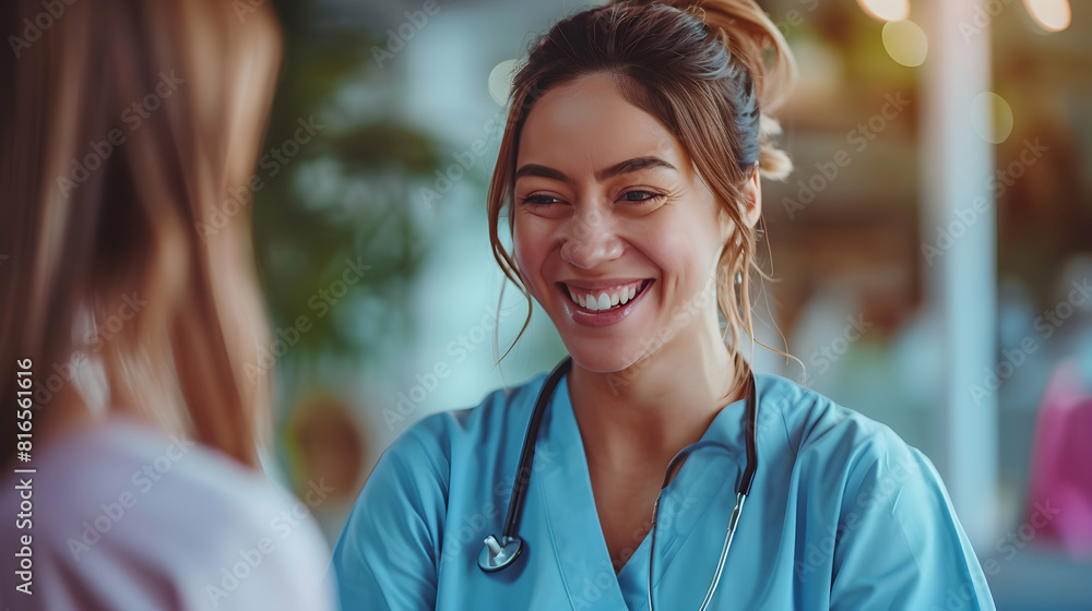 Empathetic Nurse Reassuring Patient s Family with Positive Gestures in ...