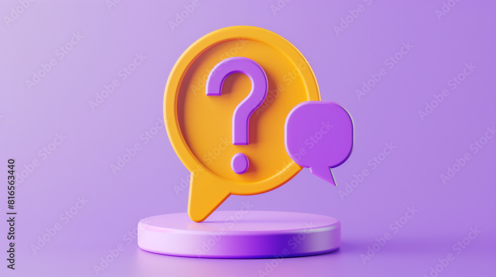 A question mark icon with a speech bubble, representing FAQs or help centers for information ...